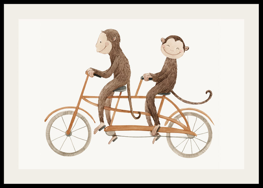 Monkey Bicycle Poster | Barntavlor | Gallerix.se