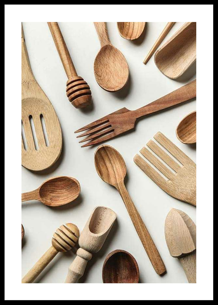 Wooden Kitchen Tools Poster | Fotokonst | Gallerix.se