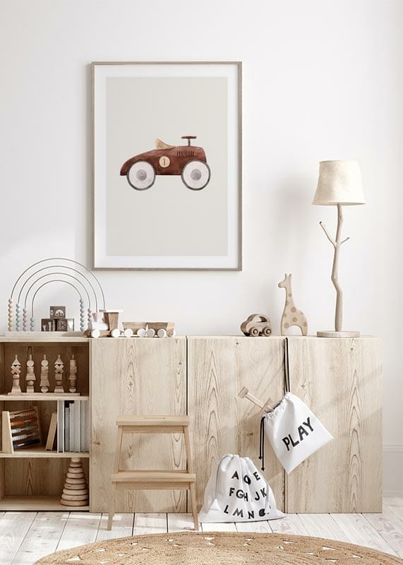 Brown Toy Car Poster | Kinderposters | Gallerix.nl