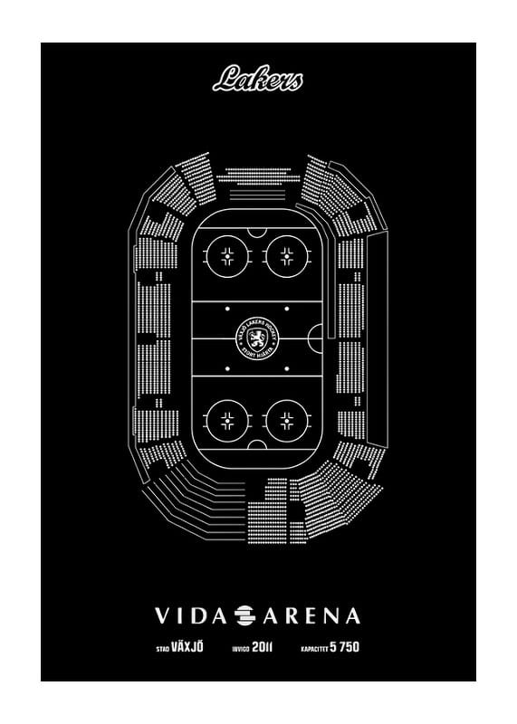 Vida Arena Skiss Svart Poster | Växjö Lakers | Gallerix.se