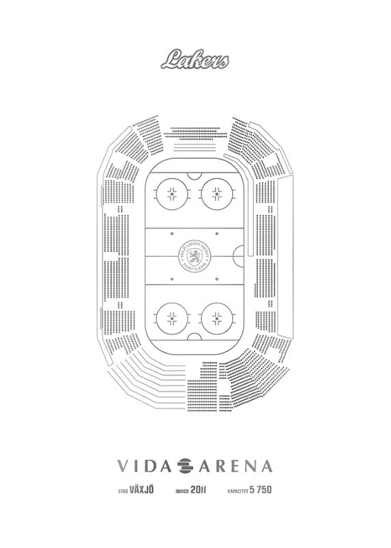 Vida Arena Skiss Vit Poster | Växjö Lakers | Gallerix.se