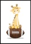 Giraffe With American Football Poster | Barntavlor | Gallerix.se