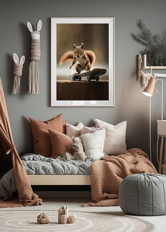 Skating Squirrel Poster | Kinderposter | Gallerix.de