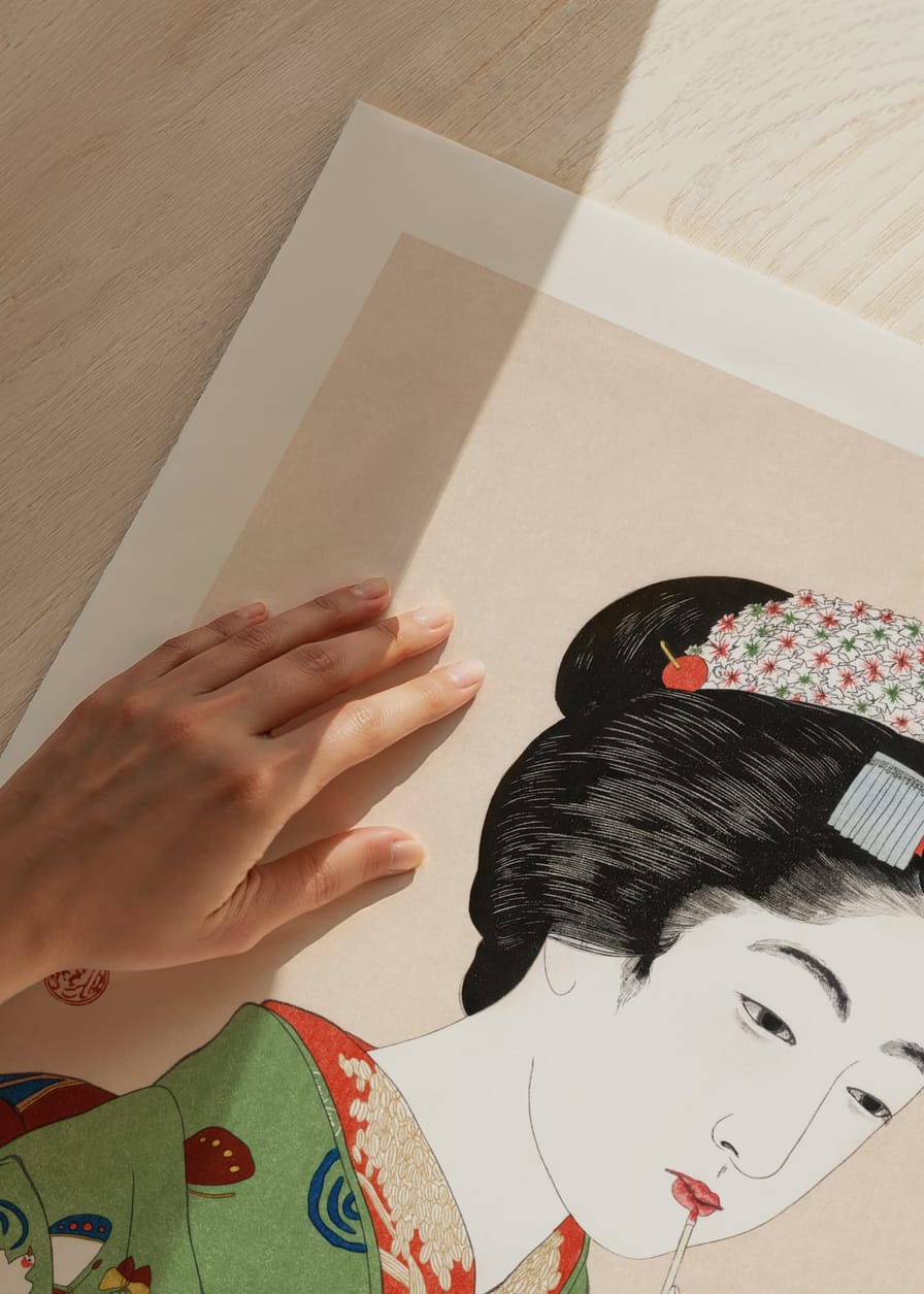 Woman Applying Color To Her Lips By Goyō Hashiguchi Poster | Japandi ...