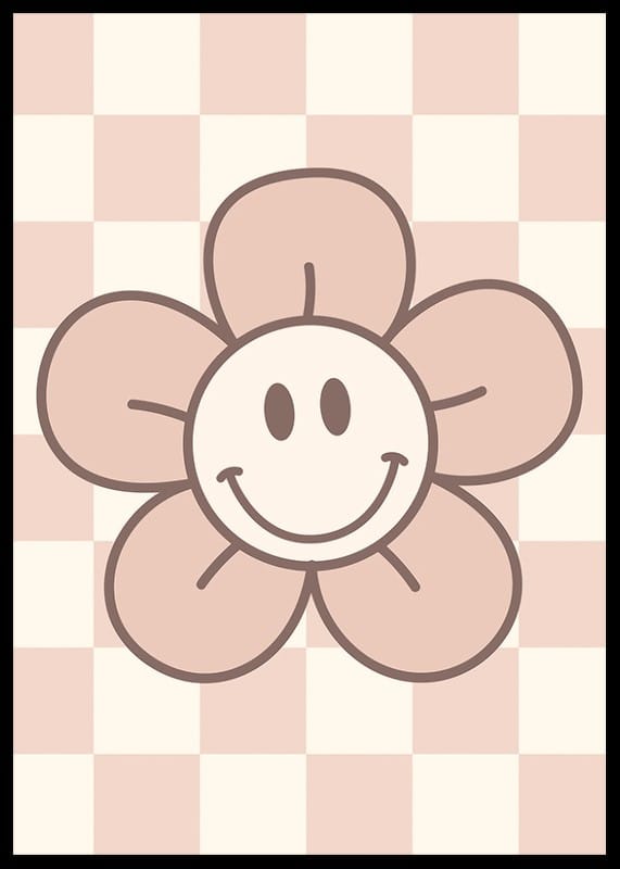 Pink Smiley Flower Poster | Kinderposters | Gallerix.nl