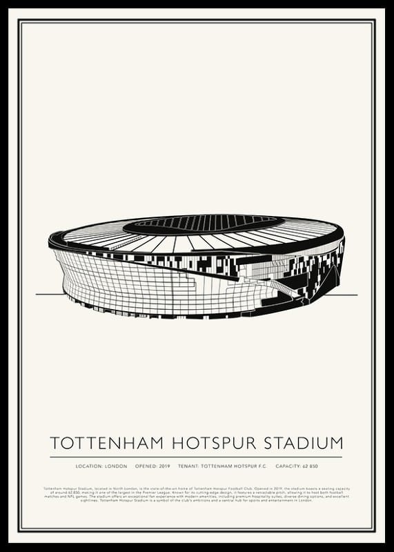 Tottenham Hotspur Stadium Vintage Sketch 01 EN Poster | Arena-Skizzen ...