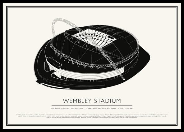 Wembley Stadium Vintage Sketch 02 EN Plakat | Stadionskitser | Gallerix ...