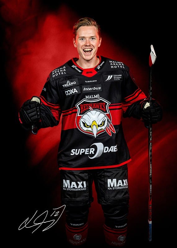 Linus Öberg #12 Malmö Redhawks No2 2024/2025 Poster | Malmö Redhawks ...