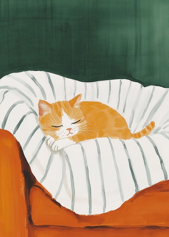 Mini Cat Nap Time Poster | Akvarell | Gallerix.se