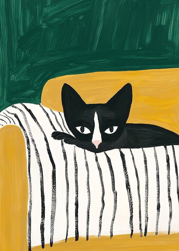 The Watchful Lounge Cat Poster | Akvarell | Gallerix.se